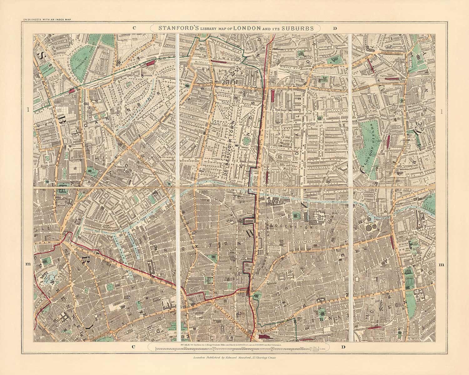 Old Map of East London 1891 Hoxton Haggerston Dalston | Etsy