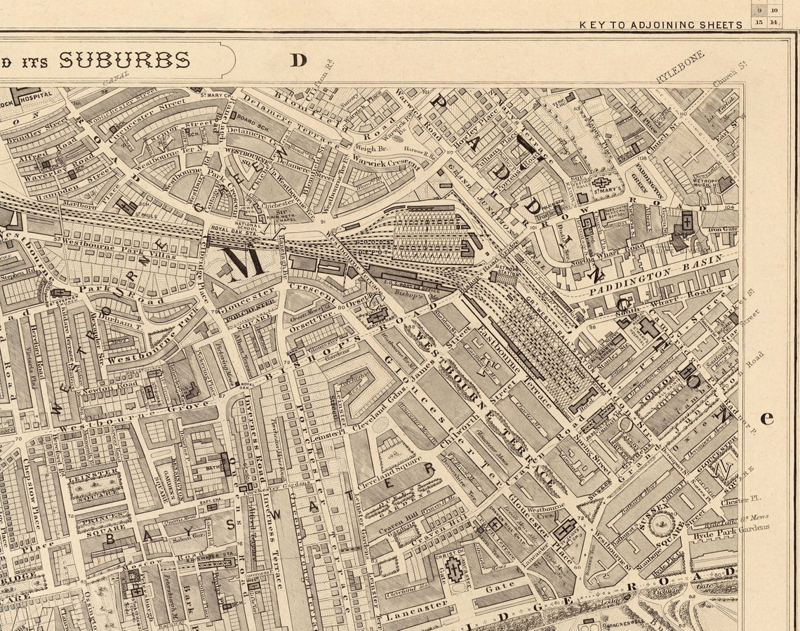 Old Map of West London - Notting Hill, Kensington, Portobello Road ...