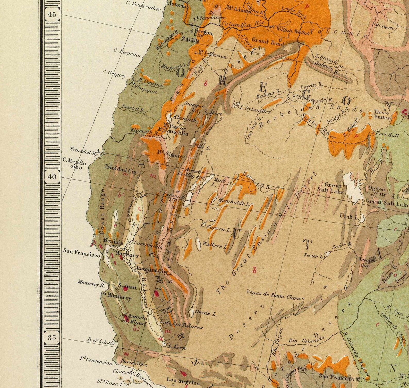 Old Geology Map of USA Canada by Rogers & Johnston 1856 - Etsy UK