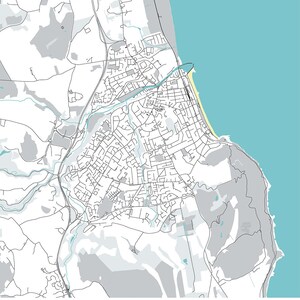 Modern Town Map of Bray, Ireland: Bray Head, Bray Harbour, Bray Head ...