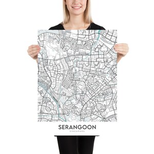 Modern City Map of Serangoon, Singapore: Chomp Chomp, Gardens, River ...
