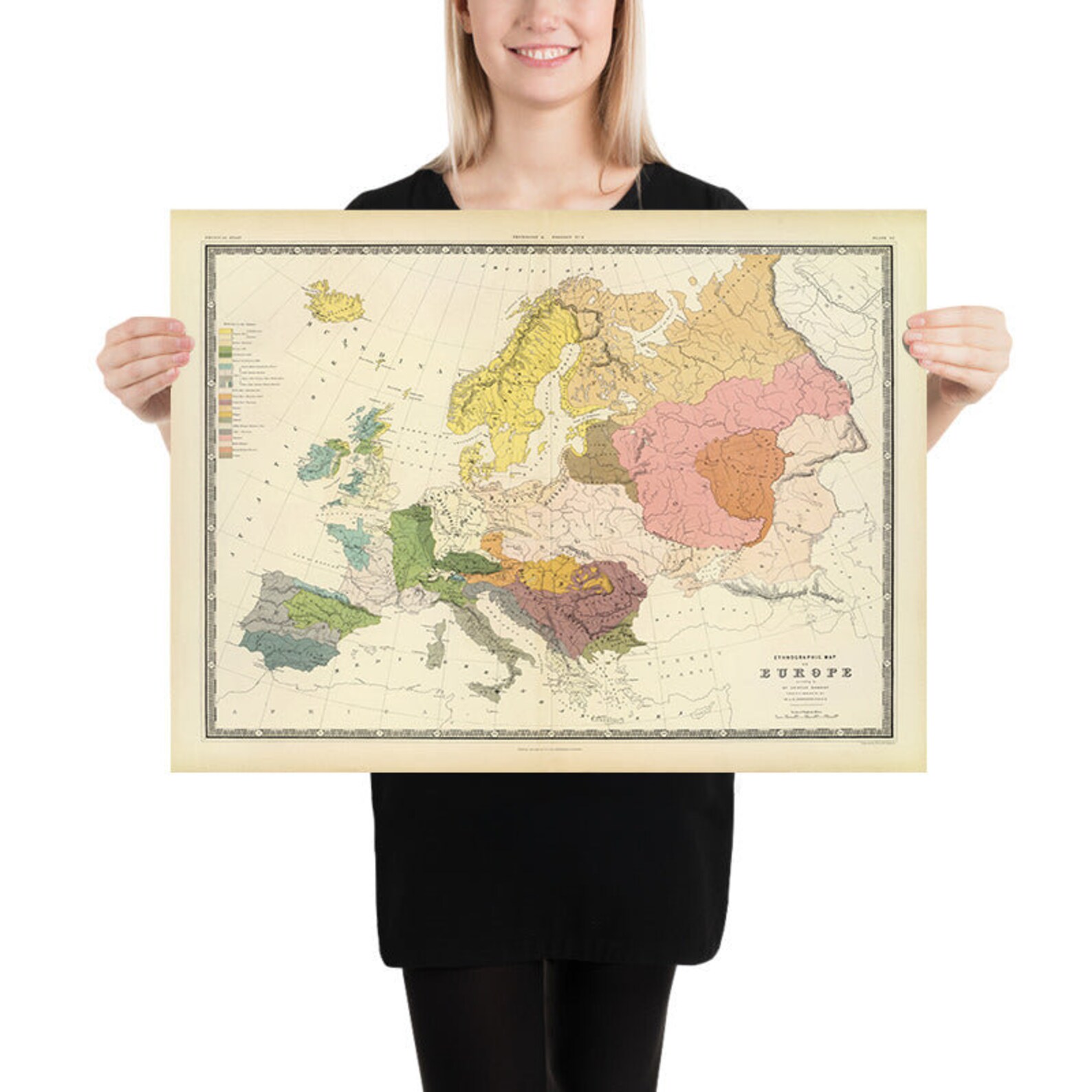 Old Map of Europe Ethnography and Ancient Tribes by AK Johnston 1856 ...