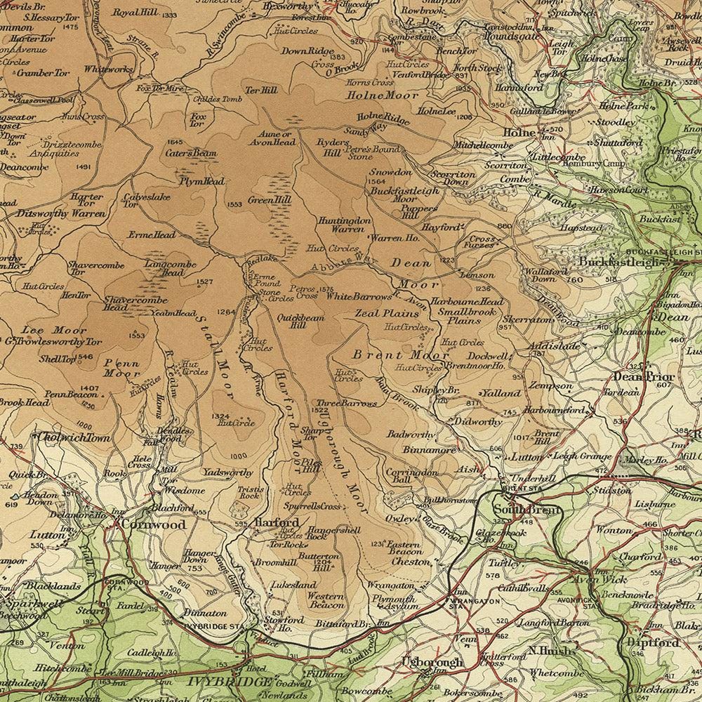 Old OS Map of South Devon by Bartholomew, 1901: Exeter, Torquay ...