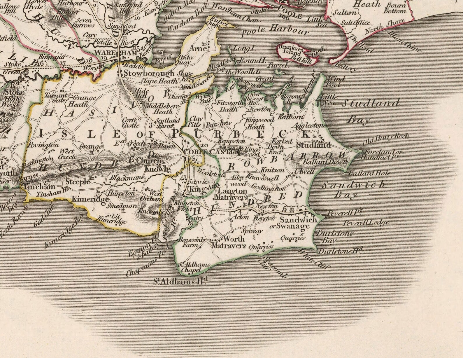 Old Map of Dorset in 1806 by John Cary - Dorchester, Poole, Weymouth ...