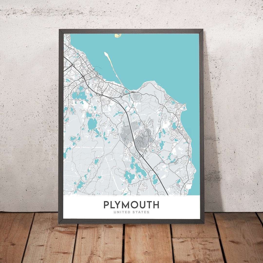 Modern City Map of Plymouth, MA: Pilgrim Hall Museum, Mayflower II ...