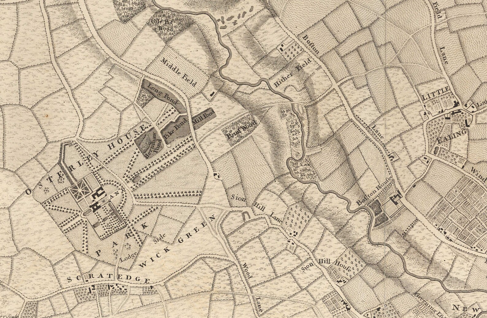 Old Map of West London in 1746 by John Rocque - Brentford, Ealing ...