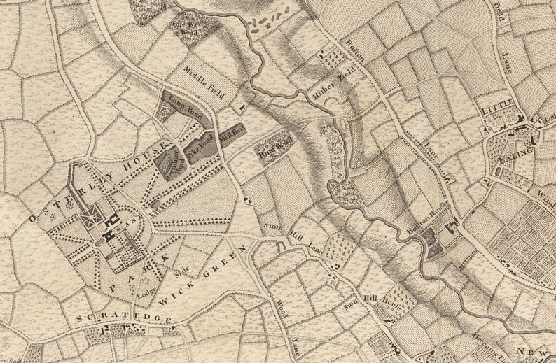 Old Map of West London in 1746 by John Rocque - Brentford, Ealing ...