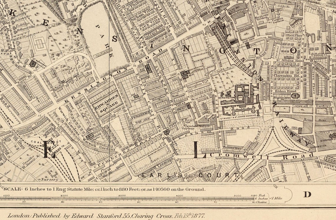 Old Map of West London - Notting Hill, Kensington, Portobello Road ...