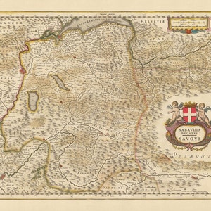 Old Map of Duchy of Savoy, France by Visscher, 1690: Geneva, Grenoble ...