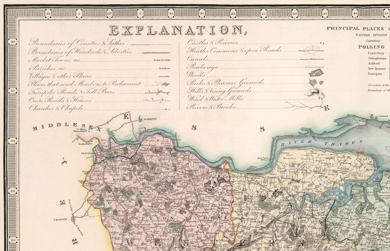 Old Map of Kent, 1829 by Greenwood & Co. - Canterbury, Maidstone ...