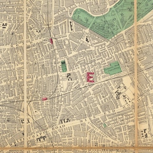 Big Old Map of London by Bacon, 1890 - Rare Folding Wall Chart of ...