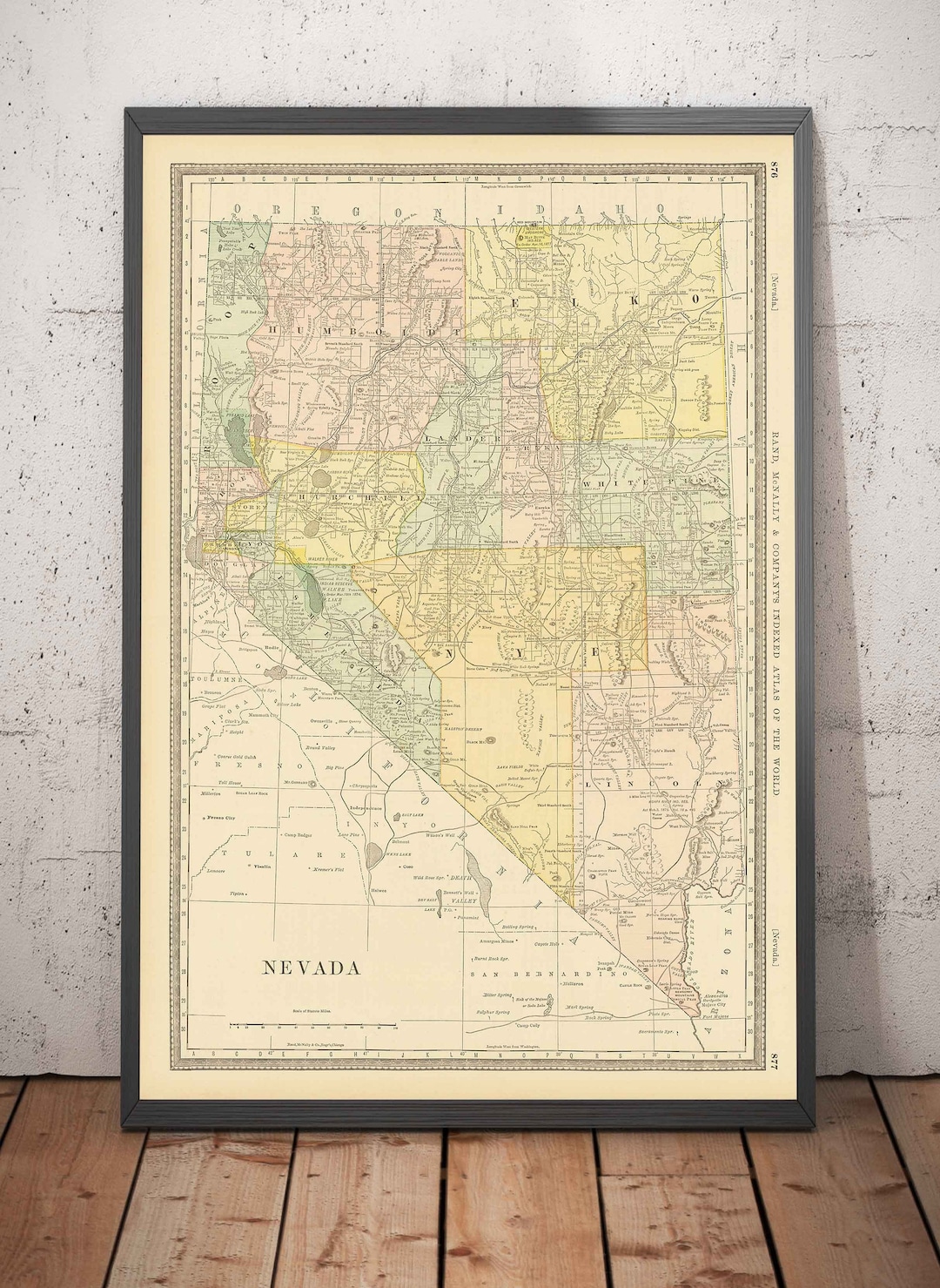 Old Map of Nevada, USA, 1882 by Rand & Mcnally - Las Vegas, Reno ...