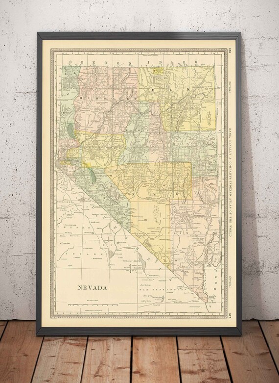 Old Map of Nevada USA 1882 by Rand & Mcnally Las Vegas - Etsy