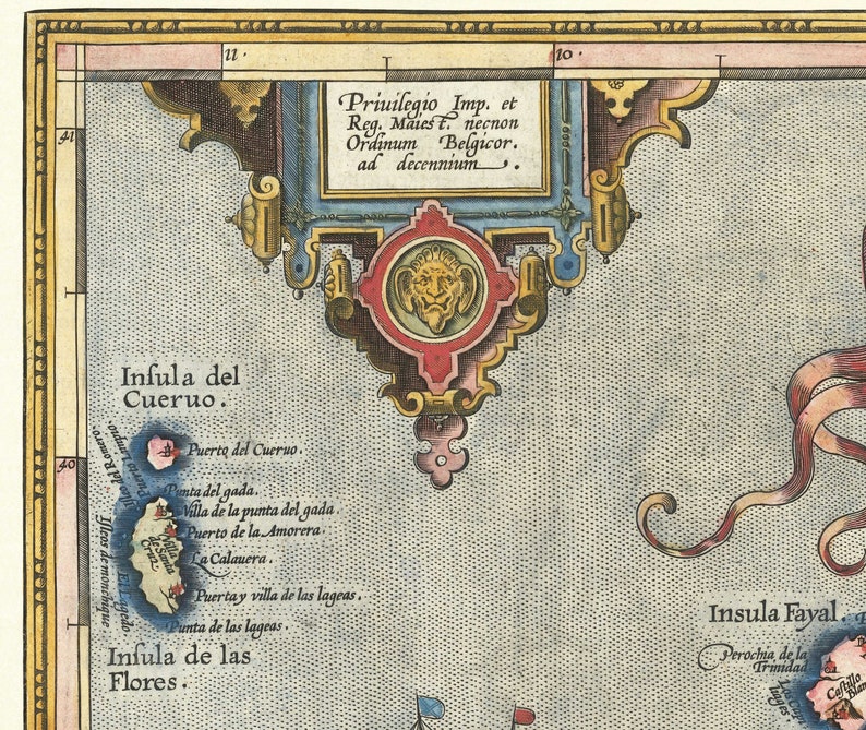 Old Map of the Azores by Abraham Ortelius 1573 Sao Miguel - Etsy UK