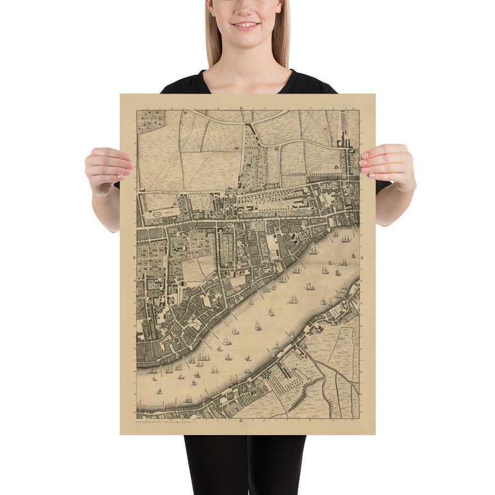 Old Map of by John Rocque London, 1746, G2 - Wapping, Shadwell ...