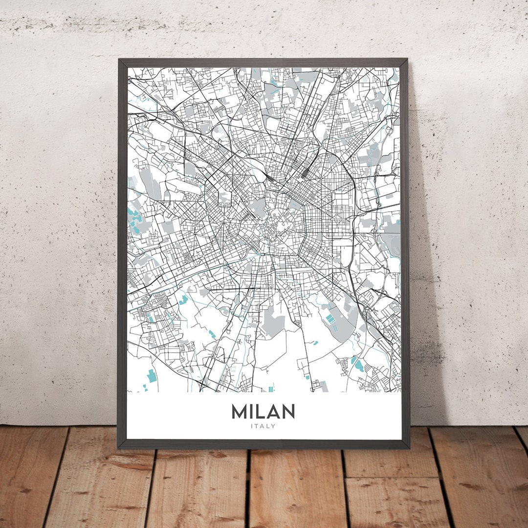 Modern City Map of Milan, Italy: Duomo, Galleria, Castello, Navigli ...