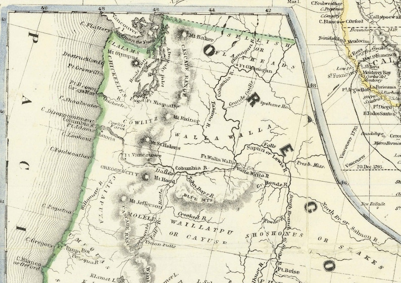 Old Map of the California Gold Rush in 1849 by Ensign & Thayer - Etsy