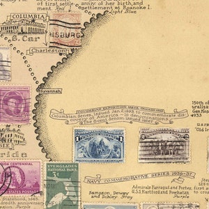 Old Stamp Map of the USA, E. Chase, 1949 - Historical United States ...