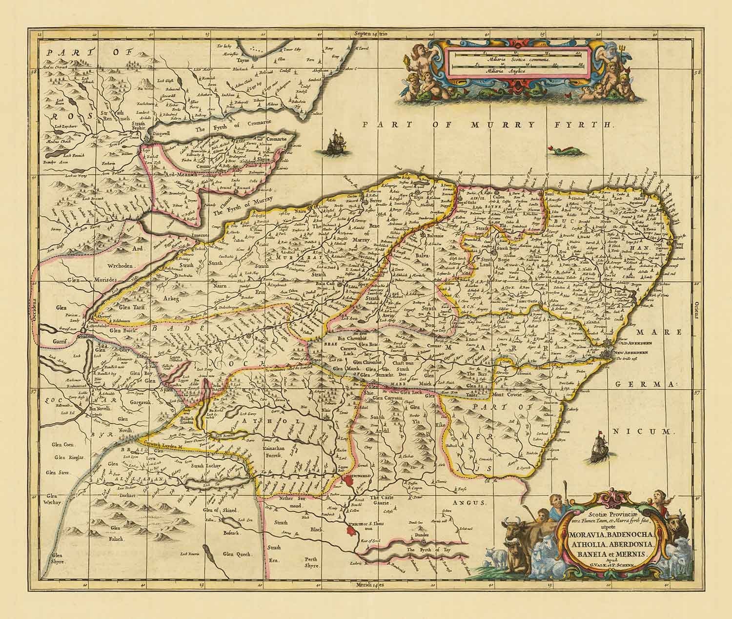 Old Map of Aberdeen, Inverness, Moray & Angus, 1690 - Dundee, Perth ...