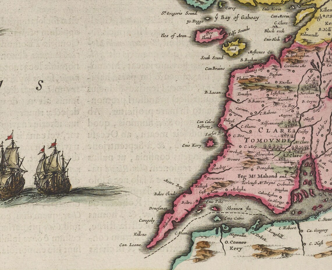 Old Map of Connacht, Ireland in 1665 by Joan Blaeu - Galway, Sligo ...