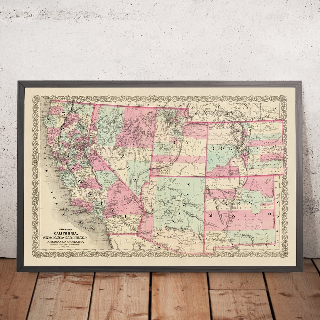 Old Map of Western United States by J.H. Colton, 1871: San Francisco ...