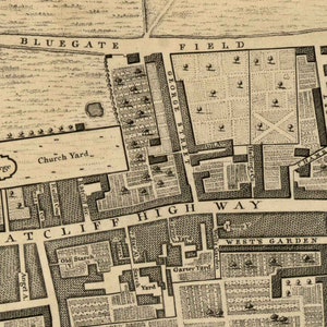 Old Map of by John Rocque London, 1746, G2 - Wapping, Shadwell ...