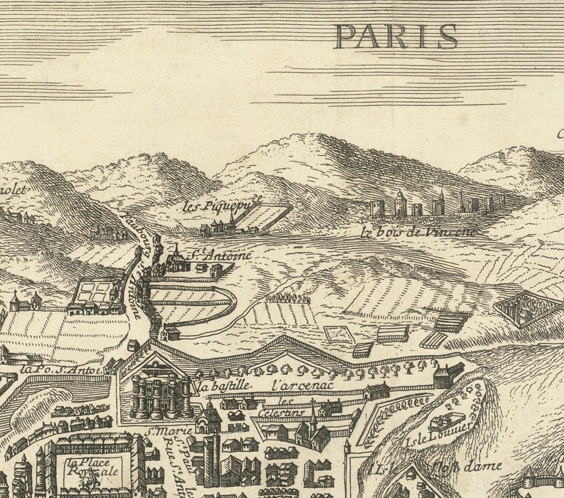 Old Map of Paris France by Jean Sauve in 1670 Notre Dame - Etsy