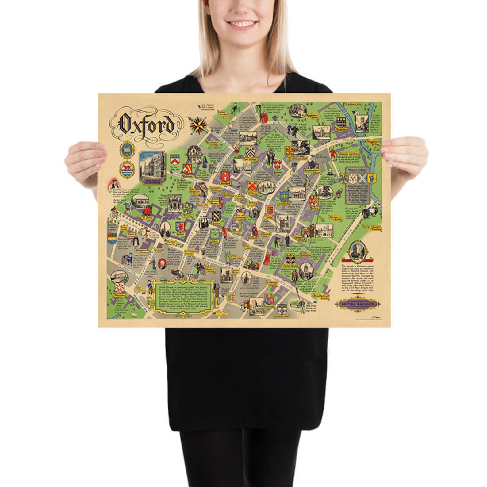 Old Map of Oxford by Sayer, 1949: University of Oxford, St. John's ...