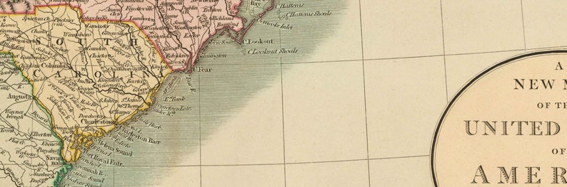 Old Map of USA, 1806 by John Cary - Early Federalist USA - Large ...