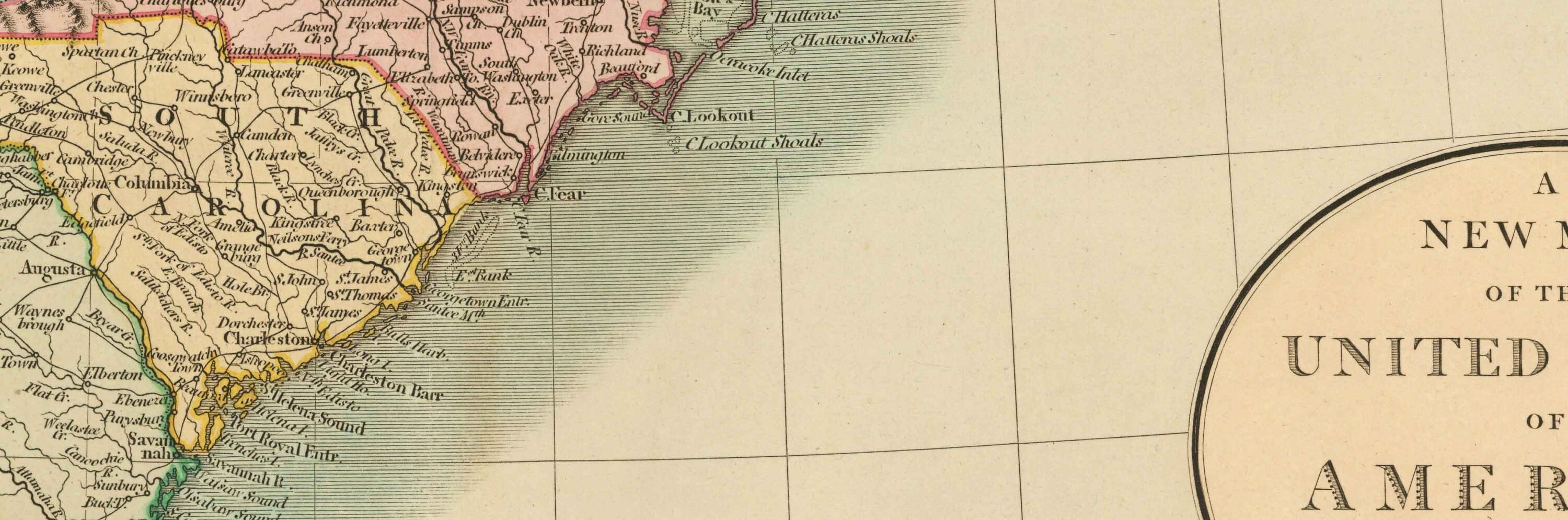 Old Map of USA, 1806 by John Cary - Early Federalist USA - Large ...