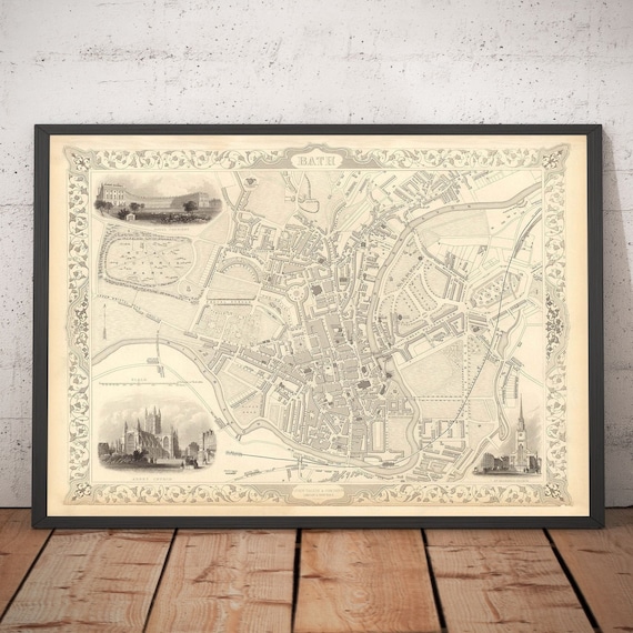 Old Map of Bath by John Rapkin 1851 Circus Royal Crescent - Etsy UK