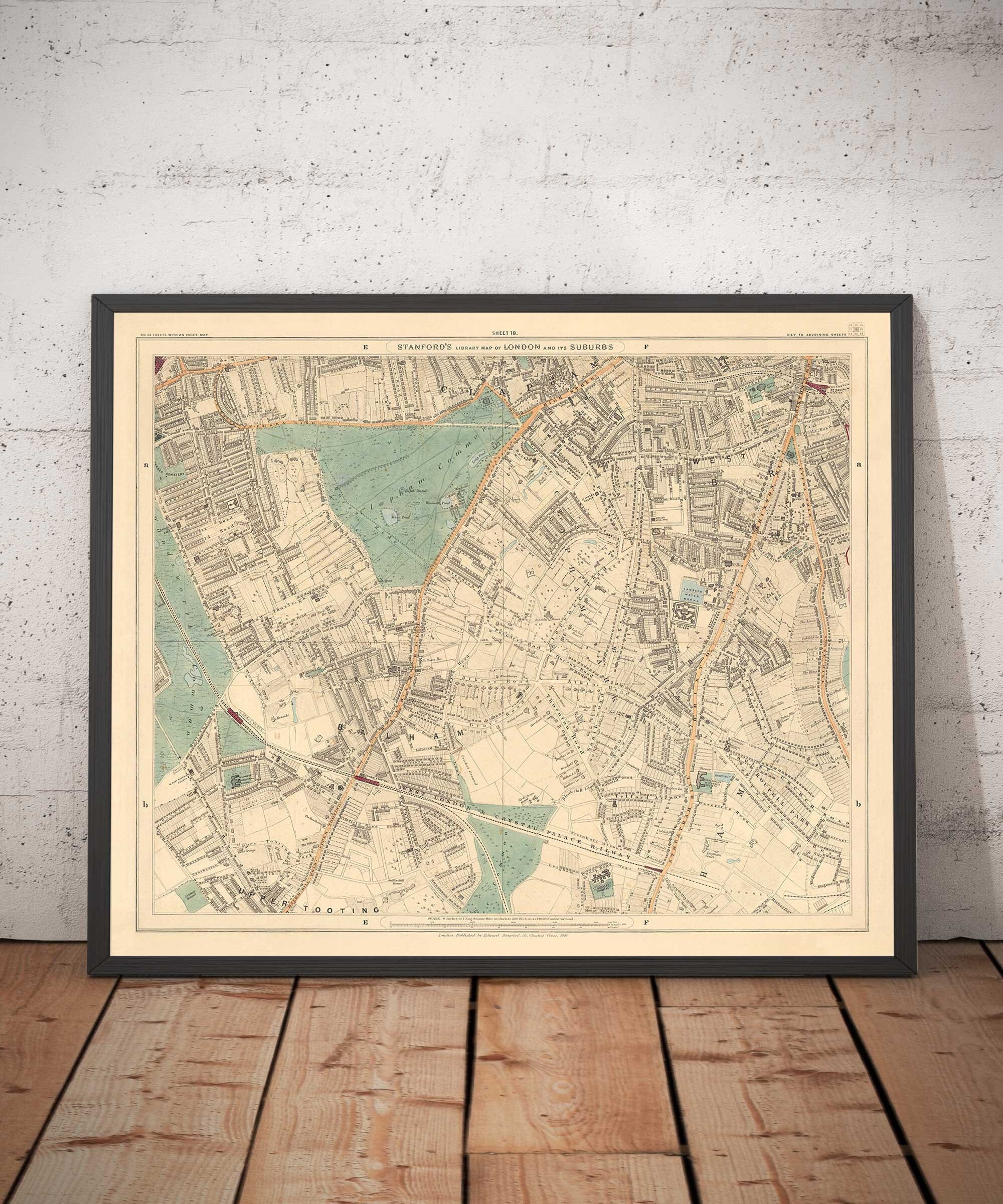 Old Map of South London, 1891 - Clapham, Balham, Brixton, Tooting ...