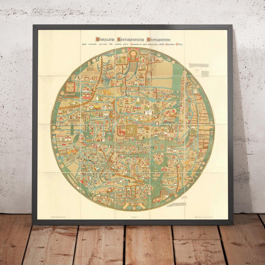 Old Ebstorf Mappa Mundi - Ancient 13th Century World Atlas - Gibraltar ...