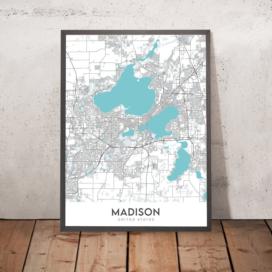 Modern City Map of Madison, WI: Uw-madison, Capitol, State St, Olbrich ...