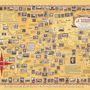 Old Stamp Map of the World, 1947 by E. Chase - Historical Post Office ...