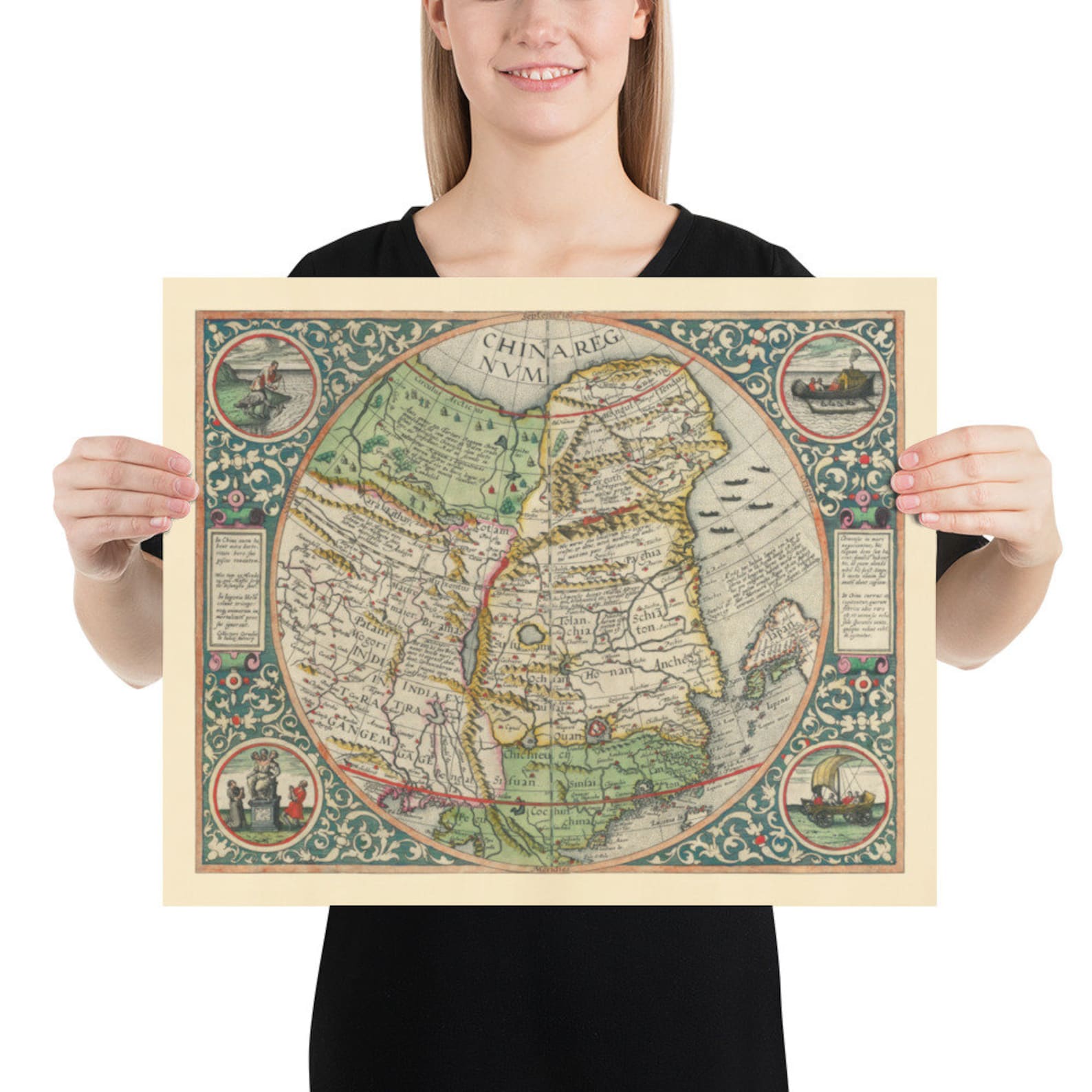 Rarest Old Map of China, 1593 by Cornelis De Jode - Earliest European ...