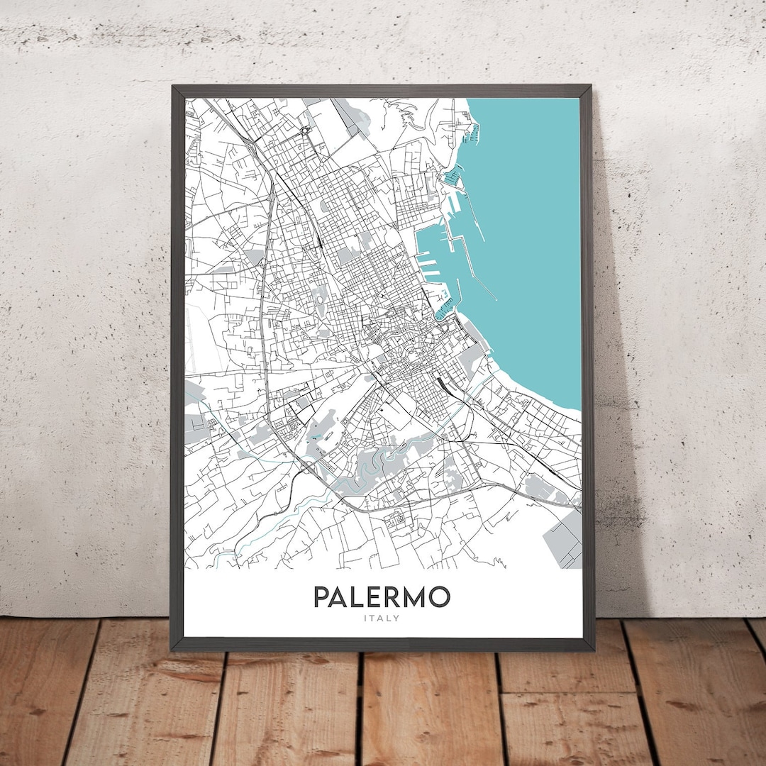 Modern City Map of Palermo, Italy: Albergheria, Kalsa, Teatro Massimo ...