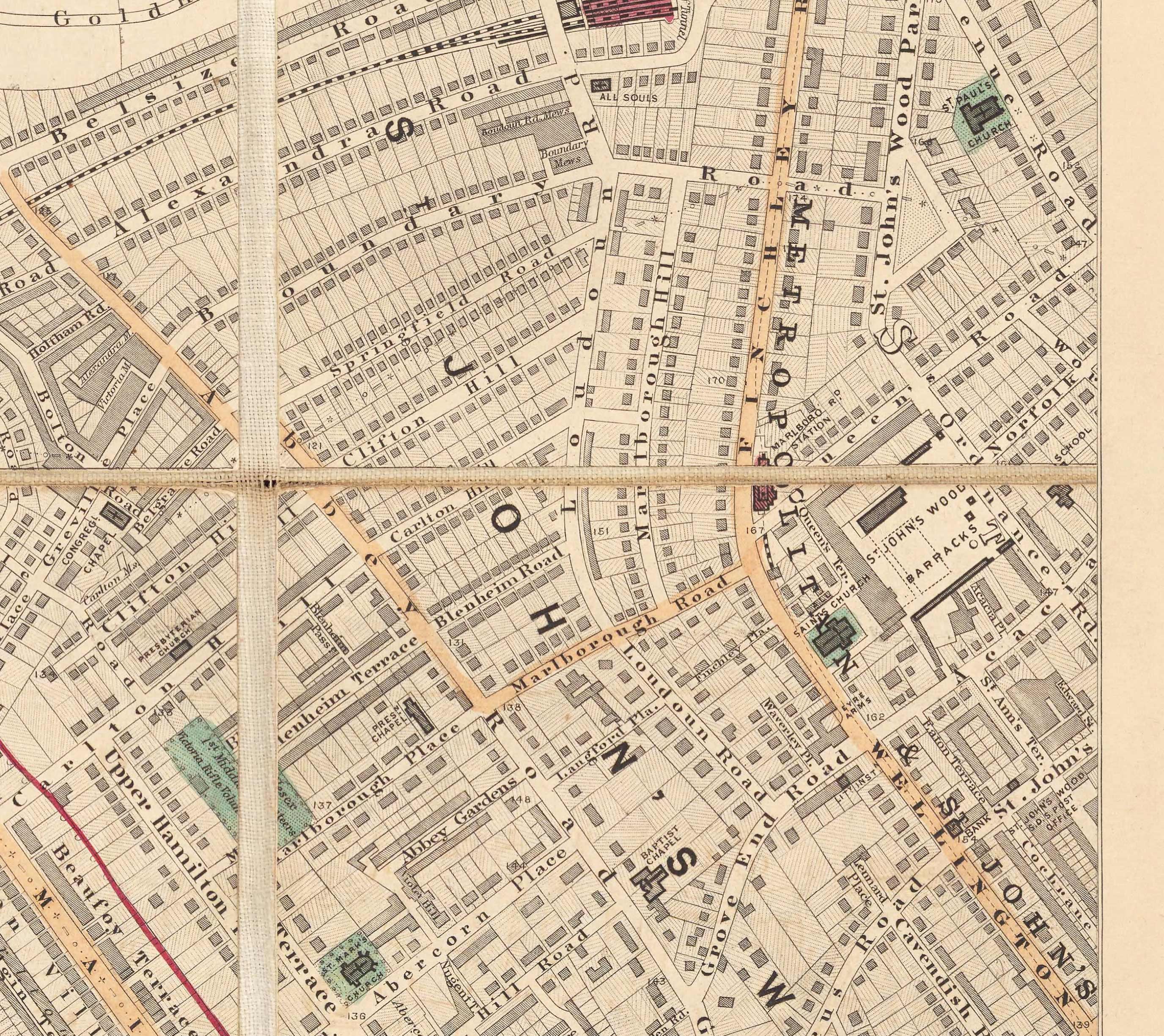 Old Map of West London, 1862 - St Johns Wood, Kilburn, Kensal Green ...