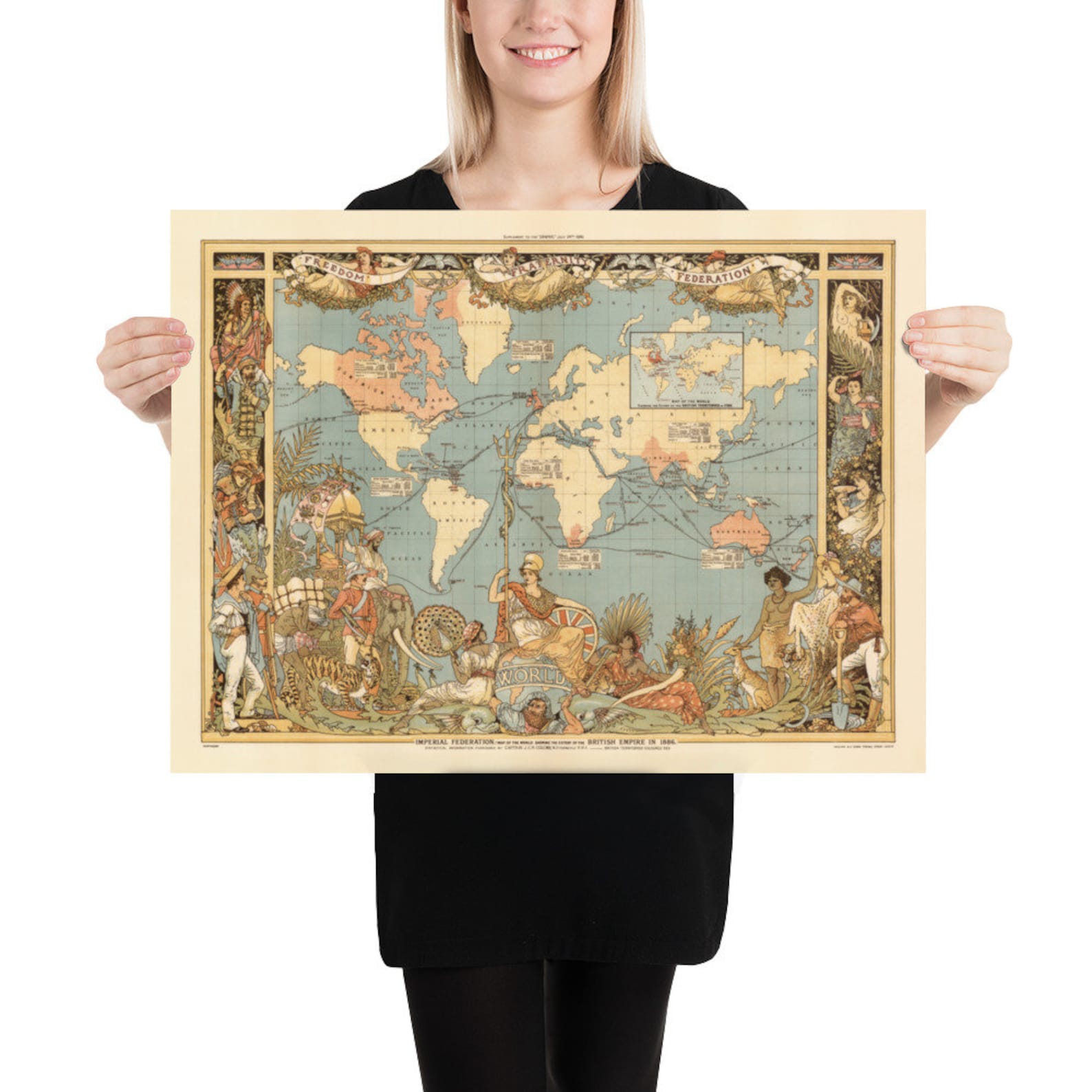 British Empire World Map, 1886 - Queen Victoria Jubilee Wall Chart by ...