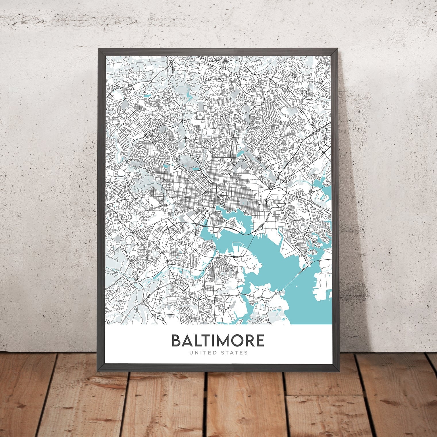 Modern City Map of Baltimore, MD: Inner Harbor, Oriole Park, U. of ...