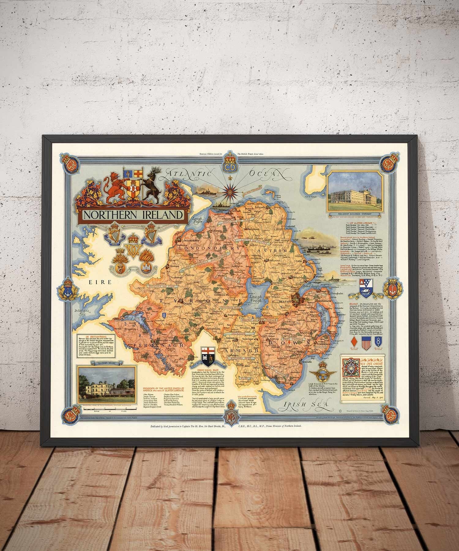 Old Map of Northern Ireland, Ulster by Ernest Clegg, 1947 - Eire ...