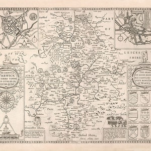 Old Map of Warwickshire in 1611 by John Speed - Birmingham, Coventry ...