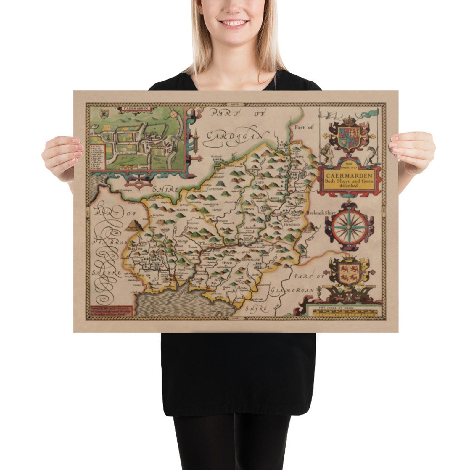 Old Map of Carmarthenshire Wales 1611 by John Speed - Etsy UK