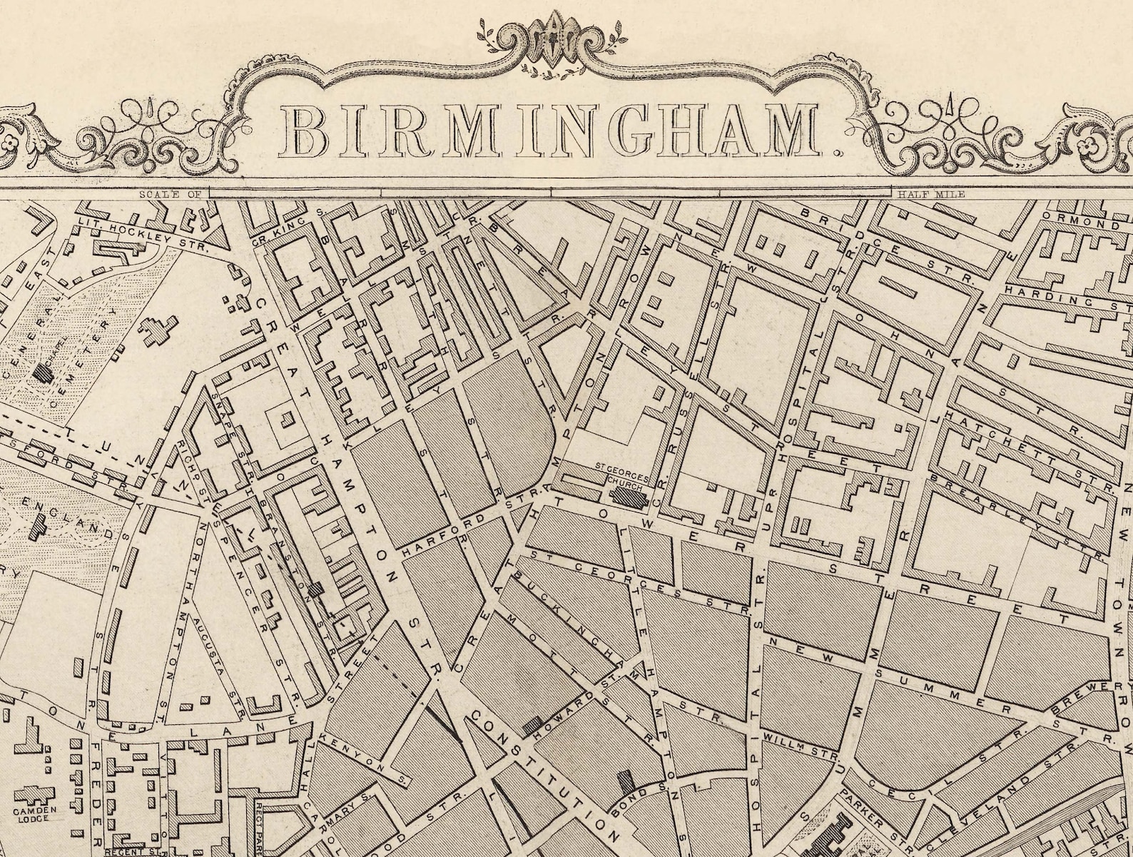 Old Map of Birmingham in 1851 by J. & F. Tallis Midlands - Etsy