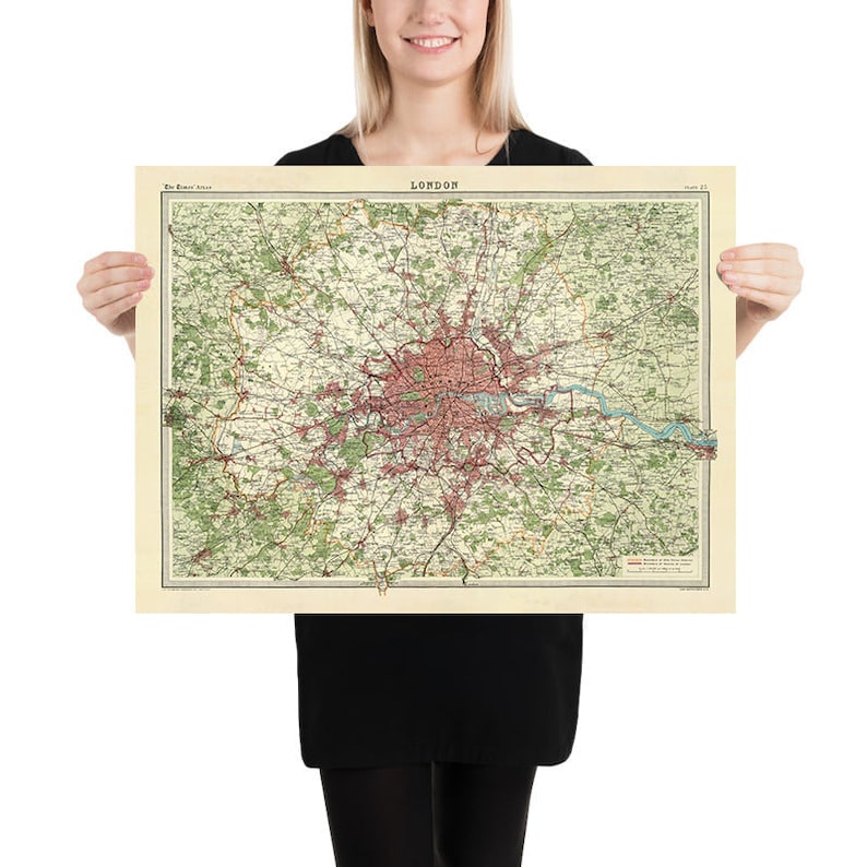 Old Map of Greater London, 1922: Thames, Small Scale, Suburbs - Etsy UK