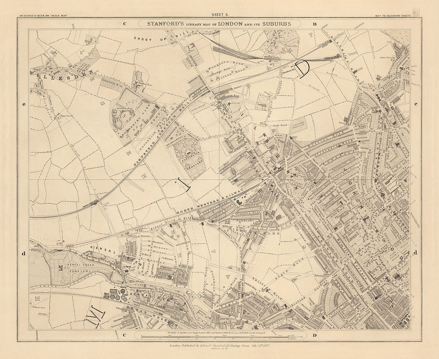Old Map of West London 1862 St Johns Wood Kilburn Kensal - Etsy España