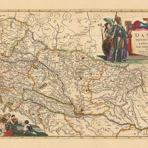 Old Map of the Danube River, Visscher, 1690: Mouth to Source, Vienna ...