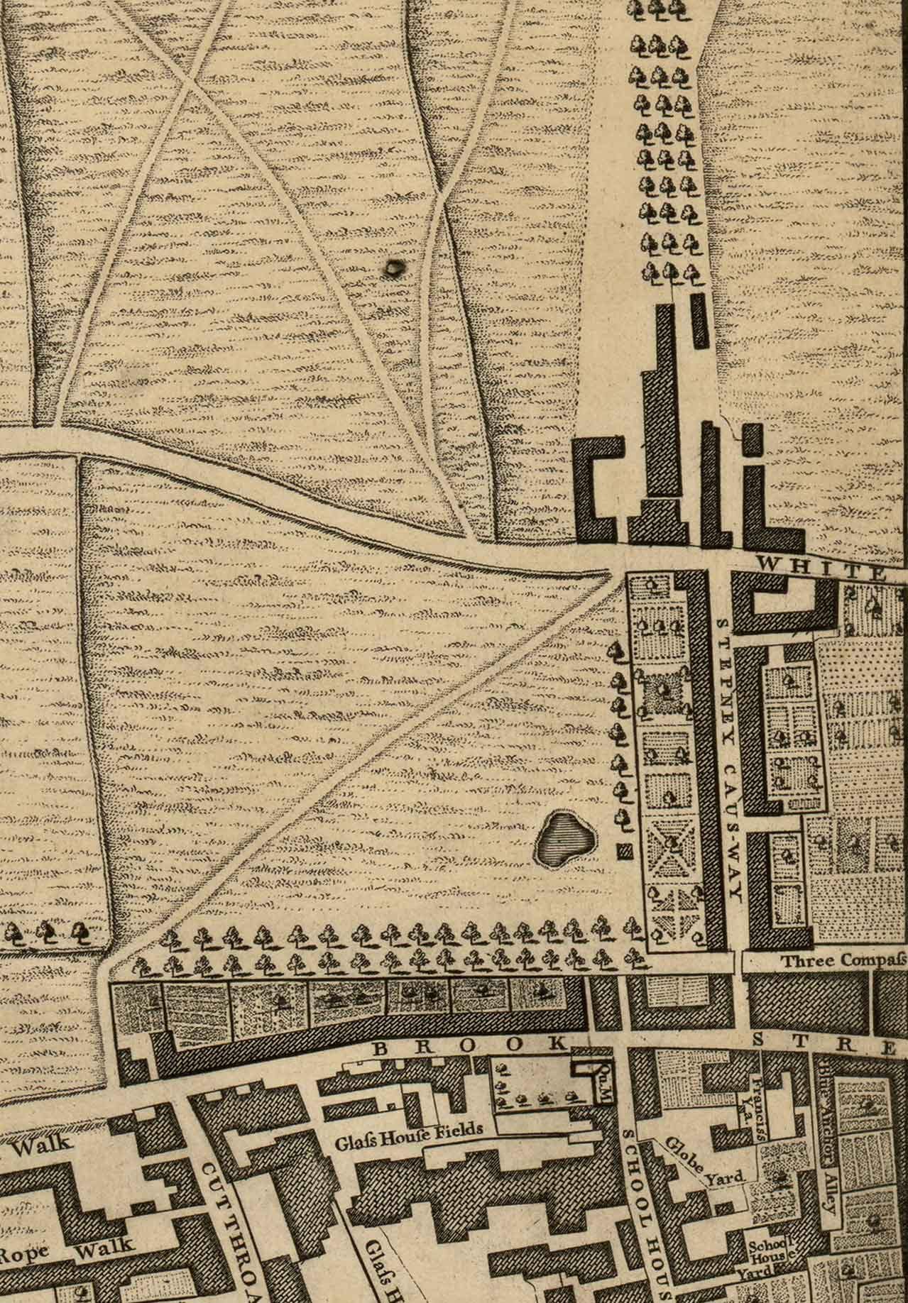 Old Map of by John Rocque London, 1746, G2 - Wapping, Shadwell ...