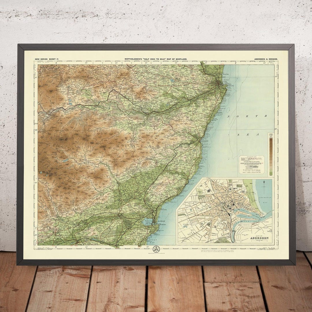 Old OS Map of Aberdeen & Deeside by Bartholomew, 1901: City Plan, River ...