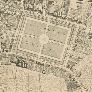 Old Map of Dublin, Ireland in 1756 by John Rocque - Large City Wall ...
